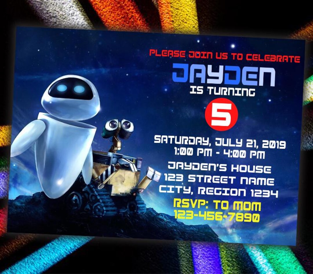 Wall-e Invitation Printable File Wall-e Invitation Wall-e Birthday ...