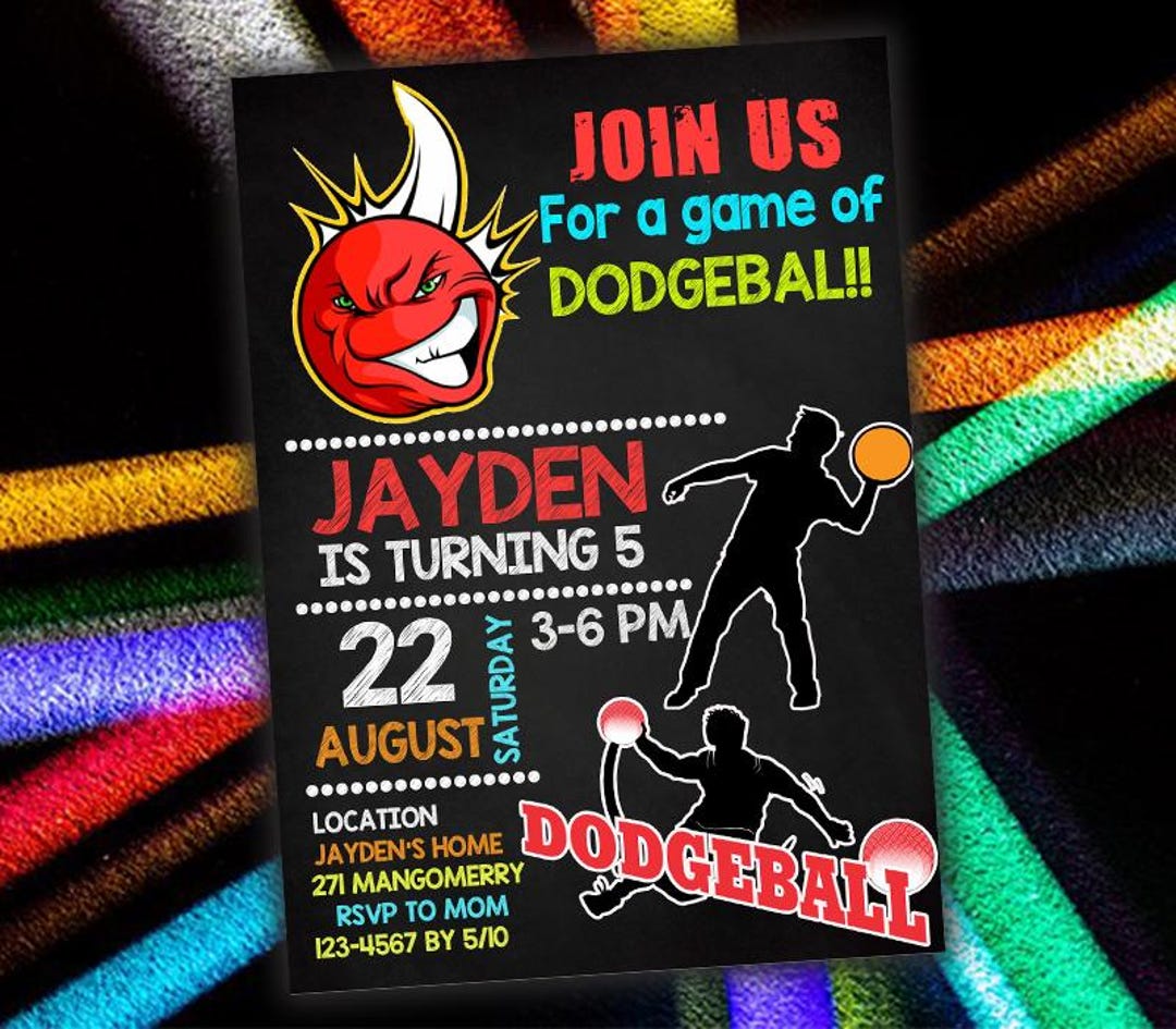 Dodgeball Invitation Printable File - Dodgeball Invitation - Dodgeball ...
