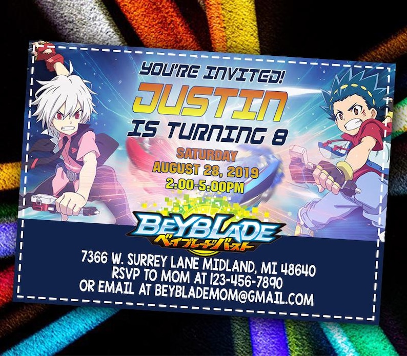 Beyblade Birthday Invitation – Personalized Spinning Toy Party (digital ...