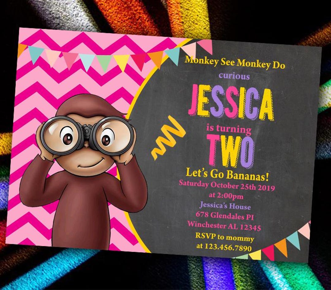 Monkey Invitation Printable File Monkey Invitation Monkey Birthday ...