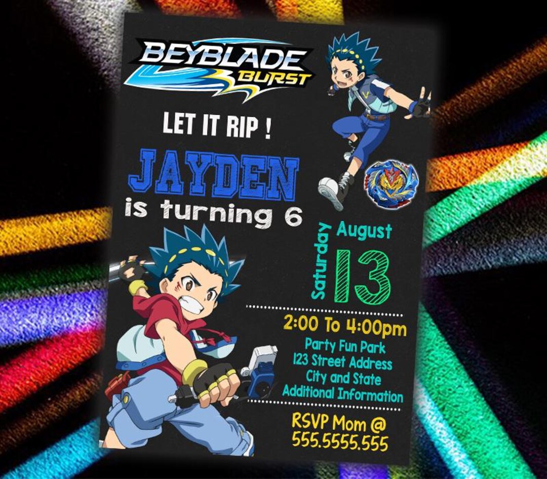Beyblade Birthday Invitation – Personalized Spinning Toy Party (digital ...