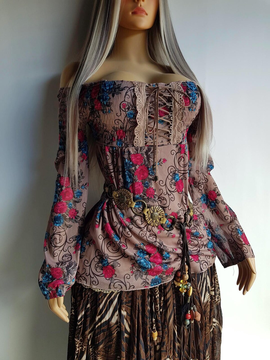 2000s Romantic Bohemian Vintage Empire Line Corset - Laced Bust Top ...