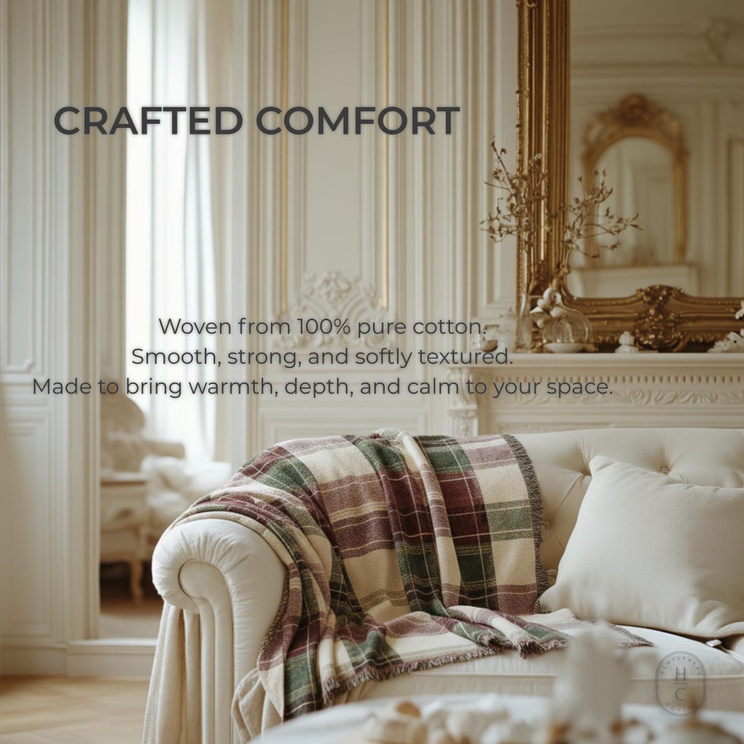 Cranberry & Forest Heritage Plaid Throw Blanket, Cozy Cotton Woven ...
