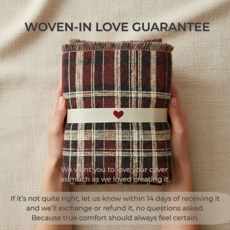 Plaid Blanket Cotton Cranberry Cream Woven Tartan Throw Rustic Winter ...