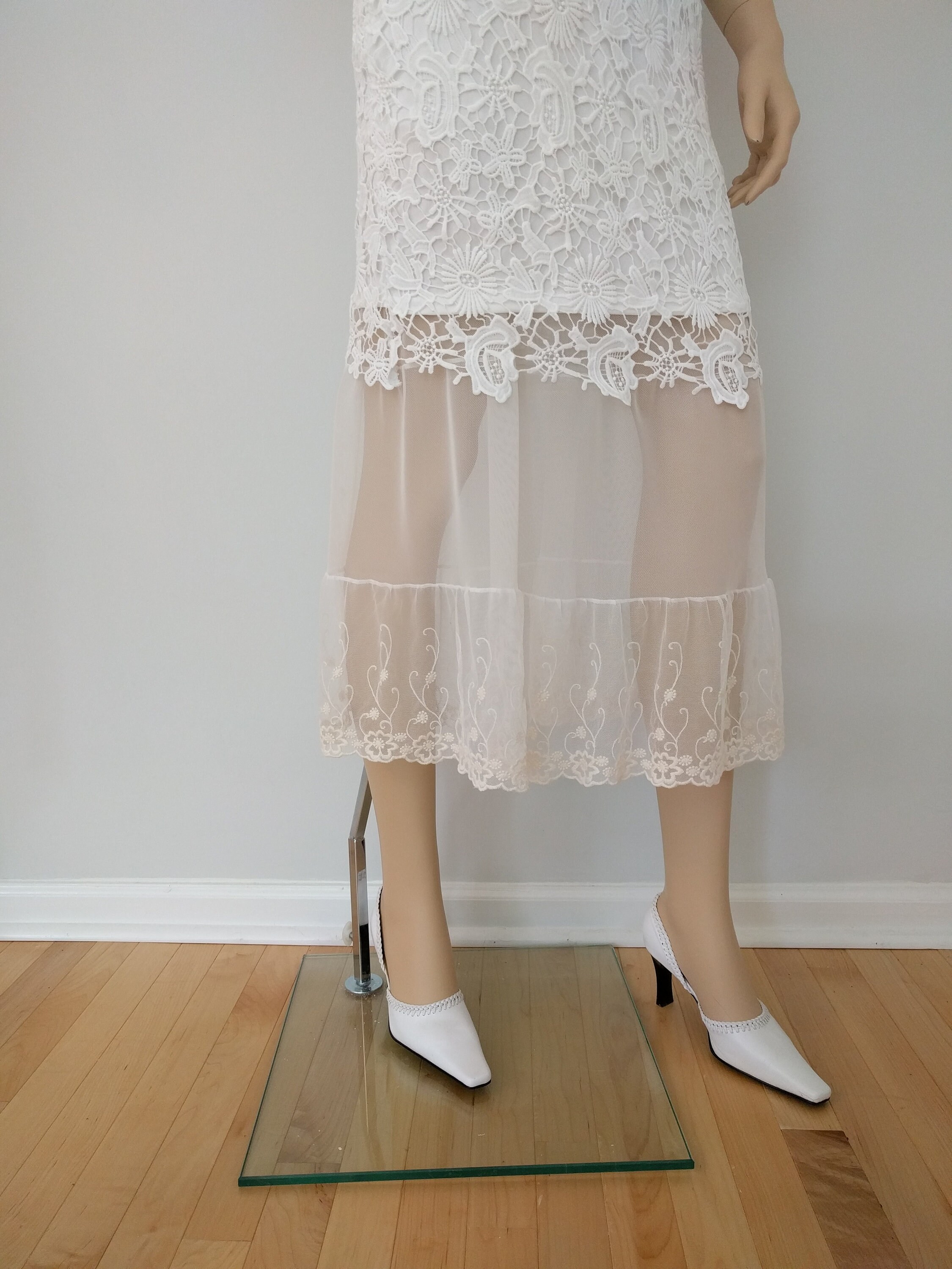 Slip Extender, Lace Slip Extender, Ivory Lace Tiered Ruffle Trim Slip ...