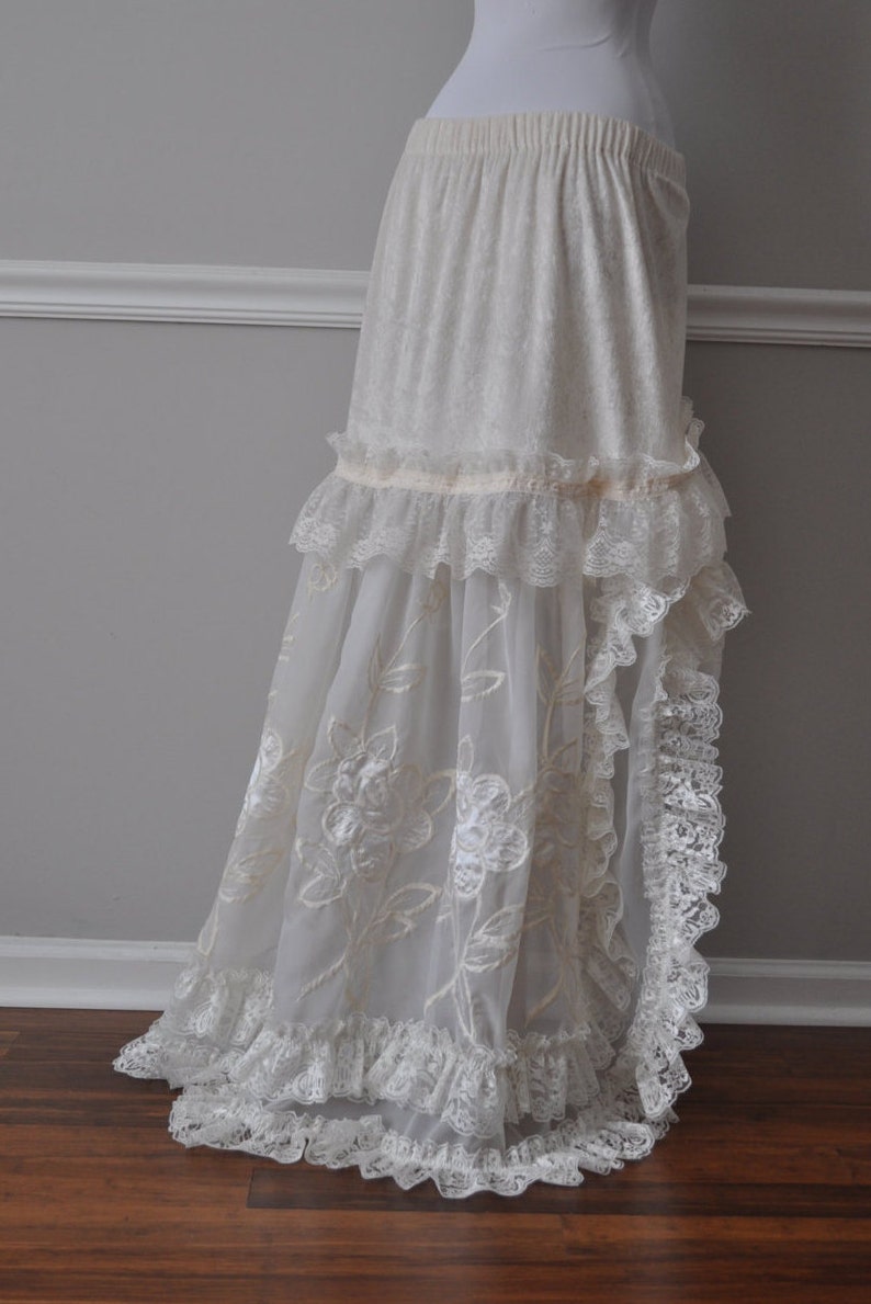 Ivory Hi Low Ruffle Bustle Skirt Steampunk Bohemian Gypsy - Etsy