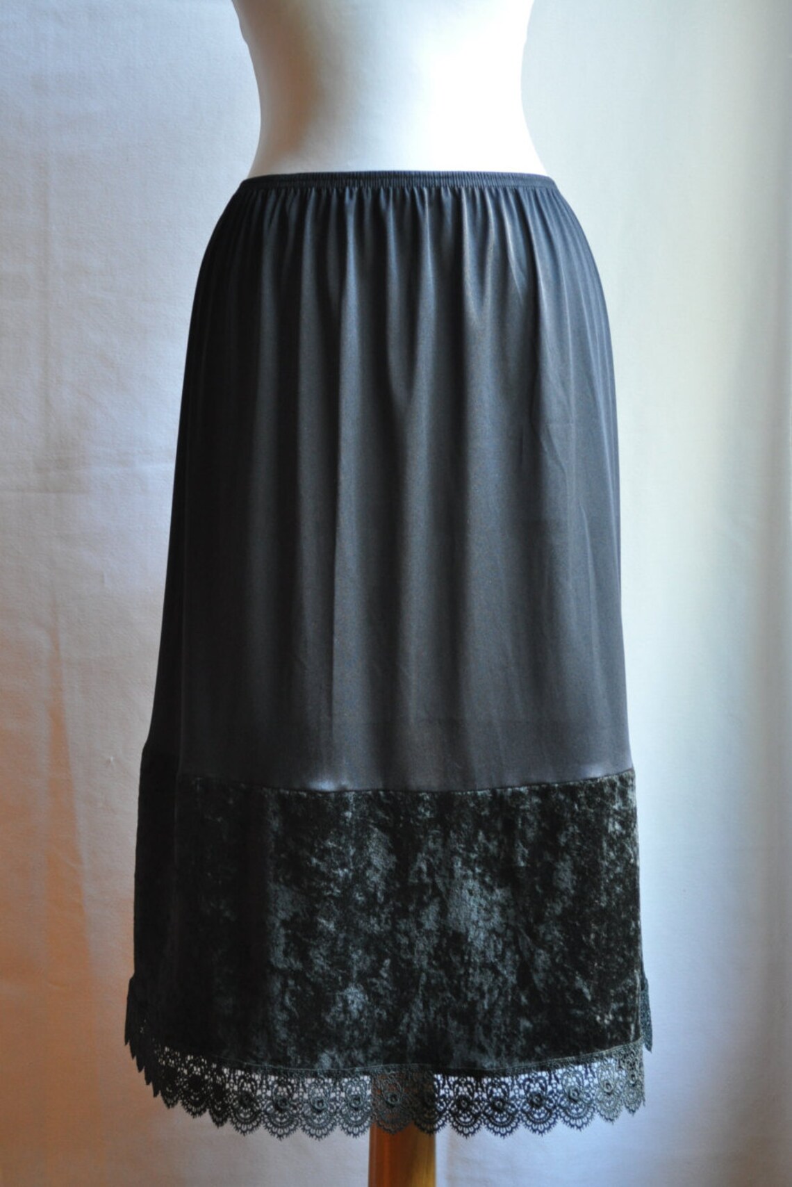 Slip Extender - Black Velvet/ Lace Trim Slip, Christmas, New Year's ...