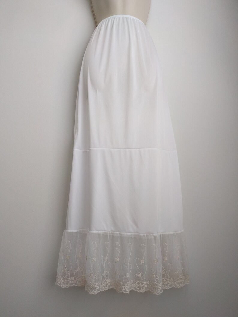 Slip Extender - Ivory Embroidered Lace Trim Long Slip, Lace Slip ...