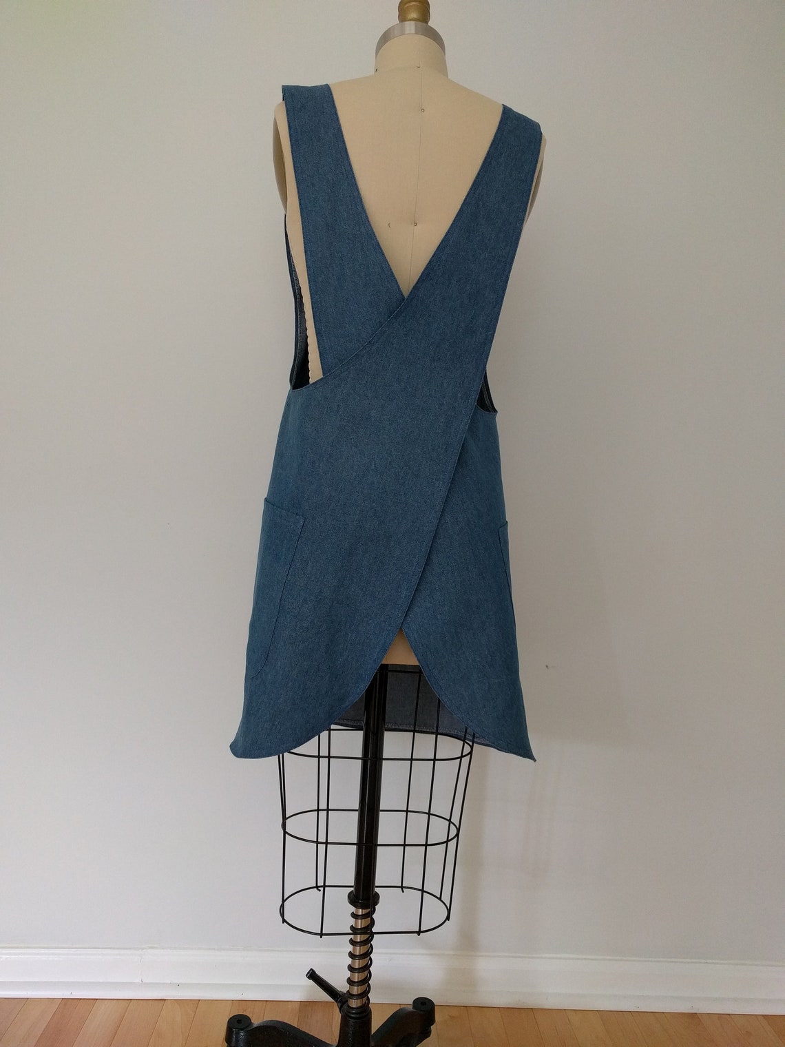 White Denim Cross-back Japanese Apron Japanese Apron - Etsy