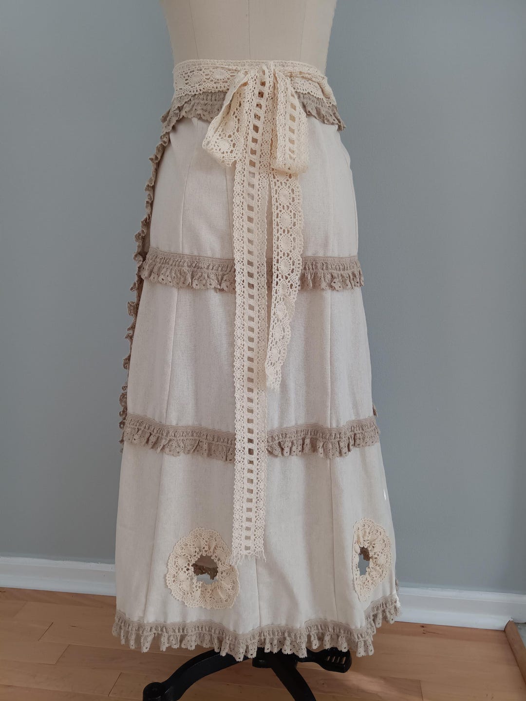 Wrap Skirt Ivory Embroidered Cotton, Ecru/ivory Crochet Lace Wrap ...