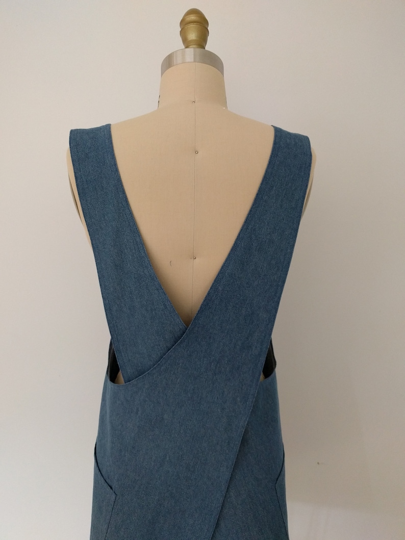 White Denim Cross-back Japanese Apron Japanese Apron - Etsy Hong Kong