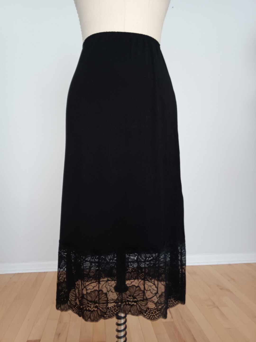 Slip Extender - Black Long Lace Trim Slip, Black Lace Slip Extender ...