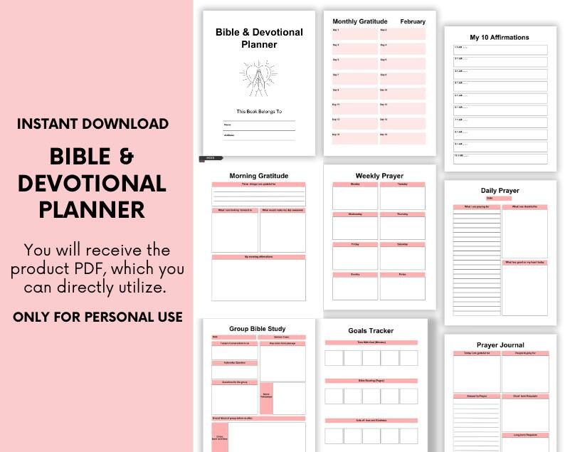Bible and Devotional Planner – Printable Faith Journal – Daily ...