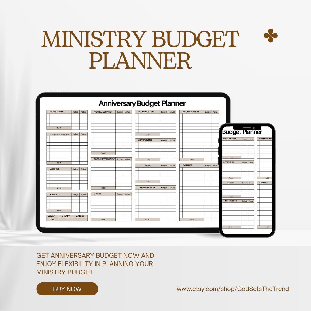Ministry Anniversary Budget Planner: Church Event Organizer (PDF) - Etsy