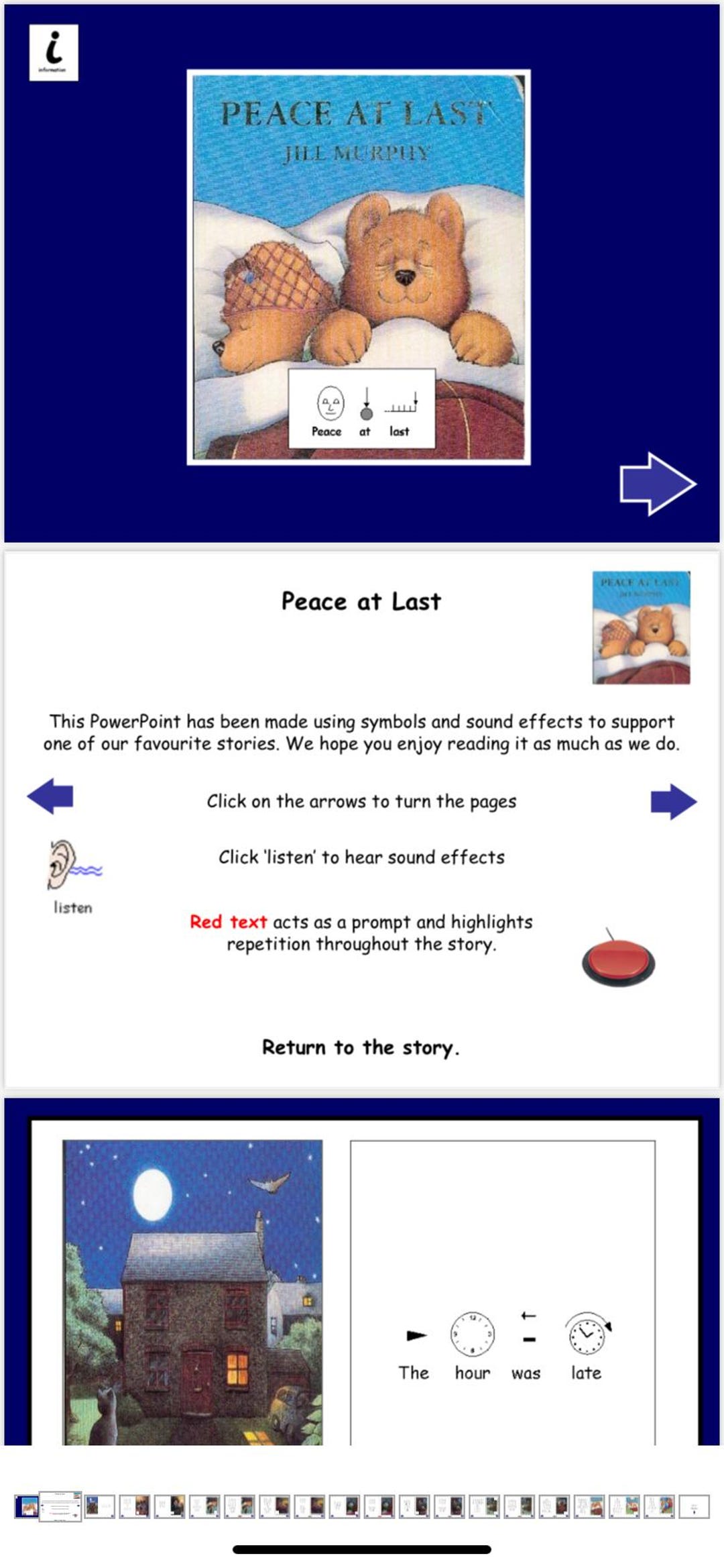 Peace at Last by Jill Murphy Powerpoint With Audio and Makati Signs ...