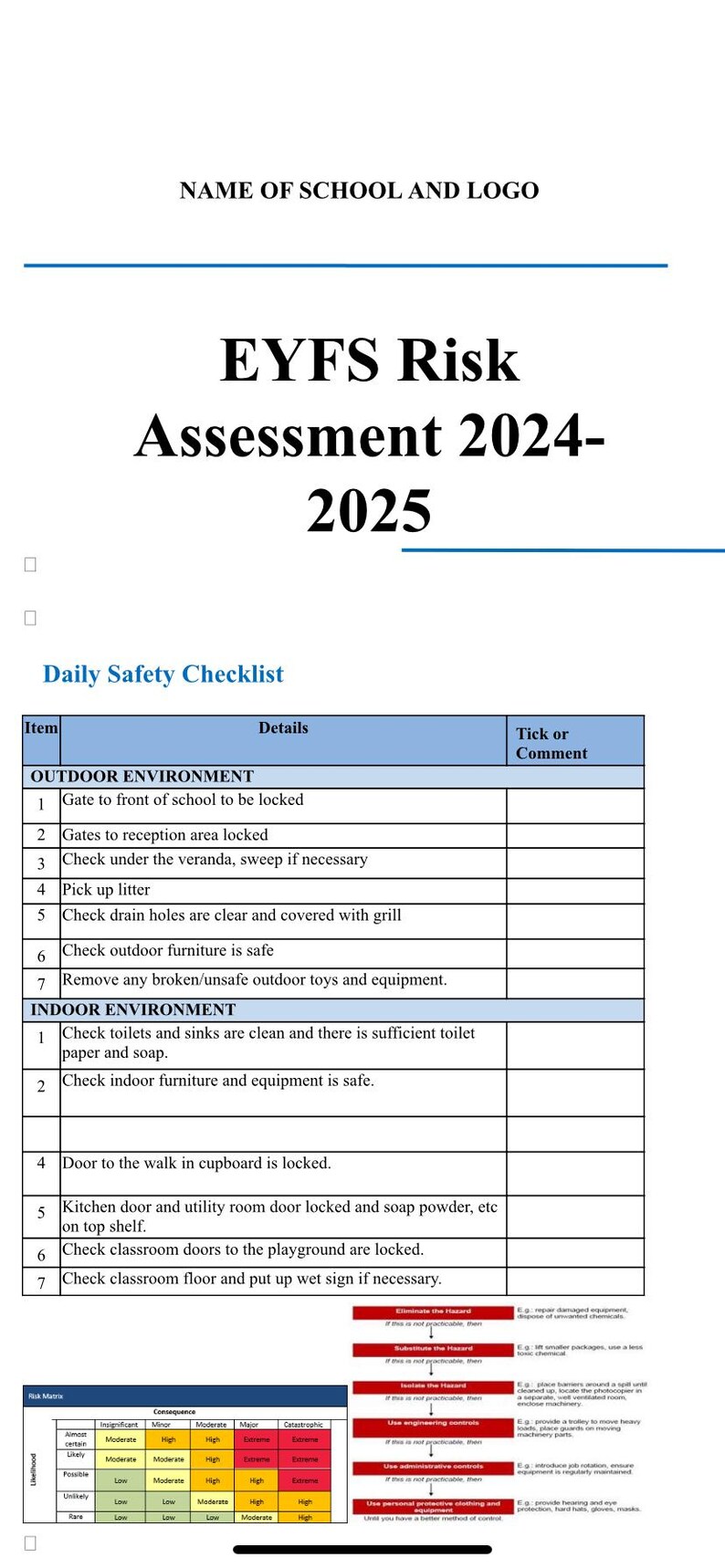 EYFS RISK ASSESSMENT - Etsy