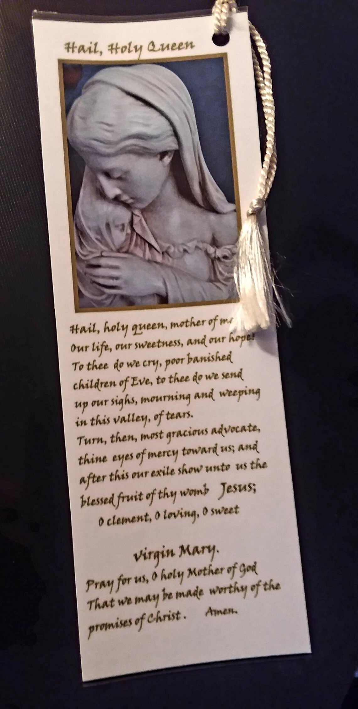 Bookmarks Laminated HAIL HOLY QUEEN / Blessed Mother Mary | Etsy