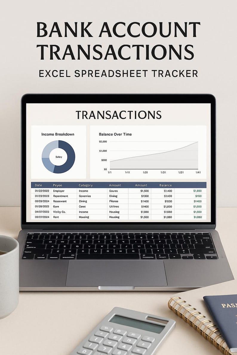 Bank Account Tracker Excel Template: Business Finance Spreadsheet ...