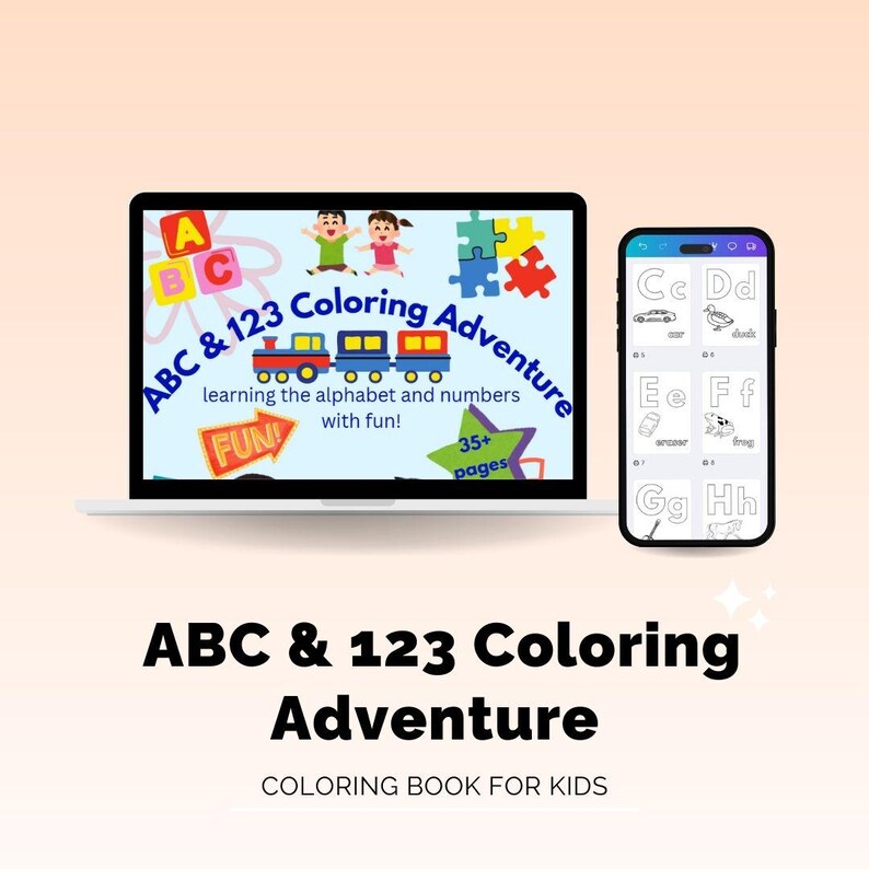 ABC & 123 Coloring Adventure - Etsy