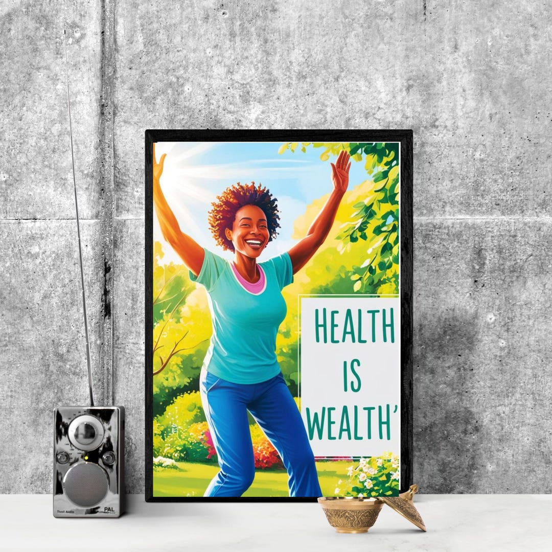Health is Wealth Poster, Printable, Motivational, Stay Positive, Mental ...