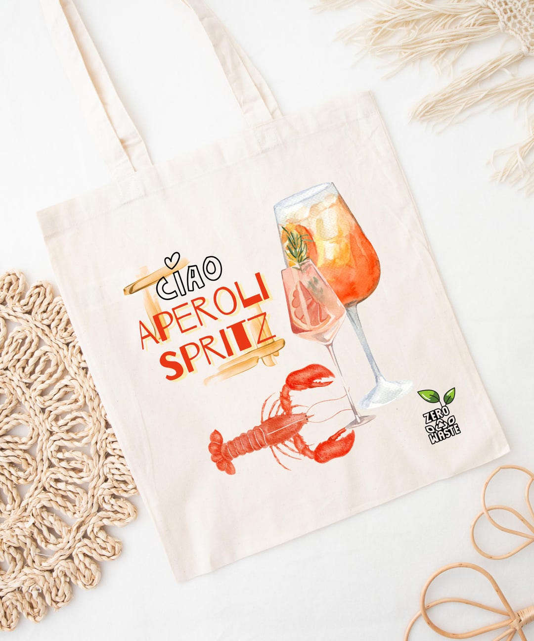 Aperol Spritz Tote, Cocktail Cotton Bag, Zero Waste Bag, Eco Friendly ...