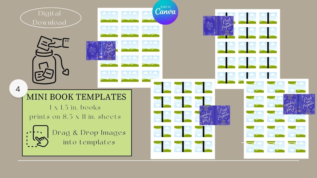 Customizable Mini Book Covers Template (canva Editable): Miniature ...
