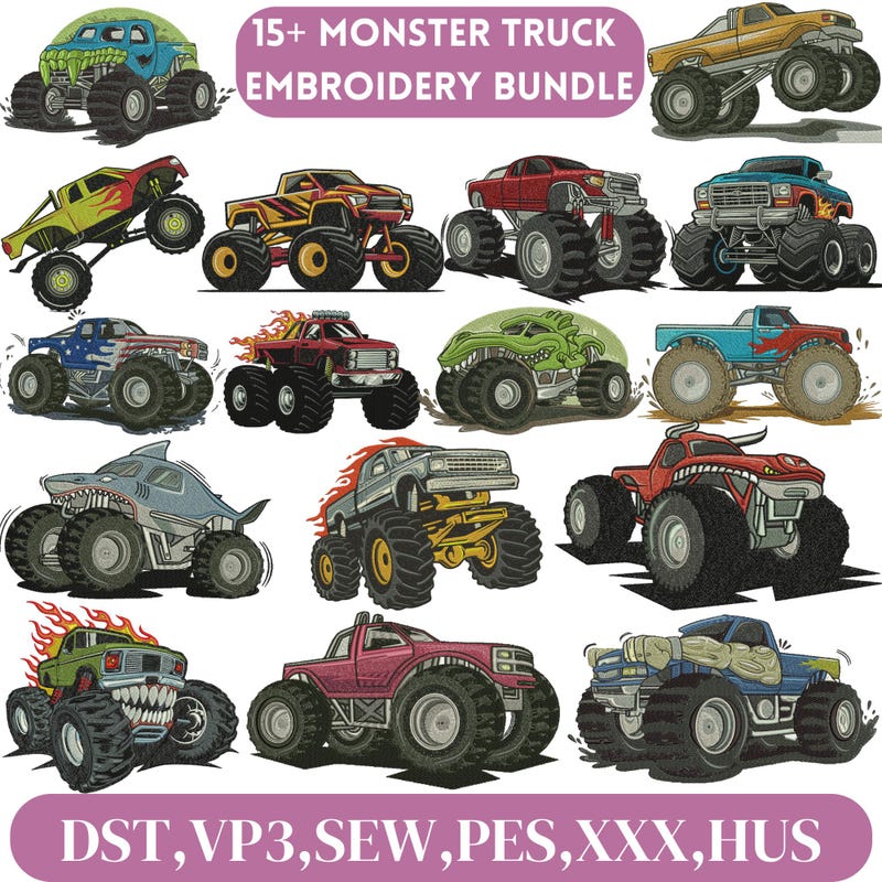 Applique Monster Trucks - Etsy