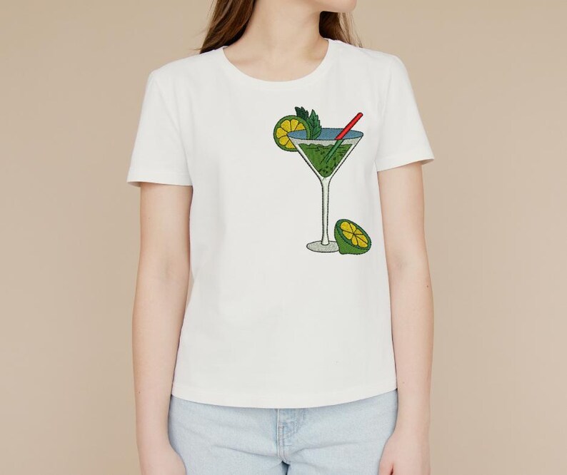 Drinks Embroidery Design, Tropical Drink Embroidery, Martini Drinks ...