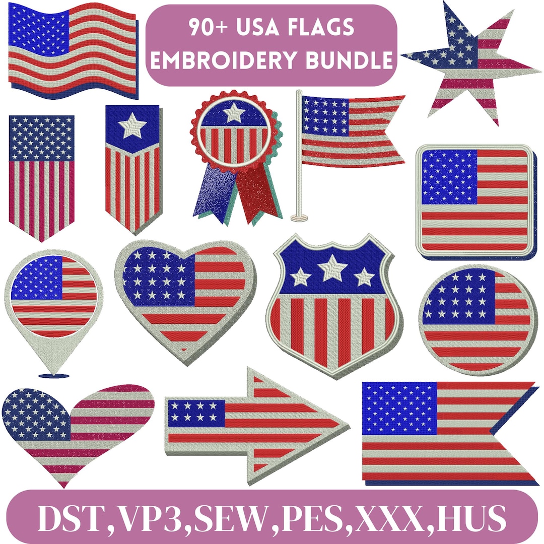 USA Flag Embroidery Design, American Flag Embroidery, 4th of July ...