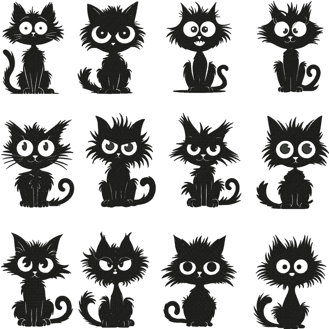Crazy Cat Embroidery Design, Black Cat Embroidery, Angry Sarcastic Cat ...