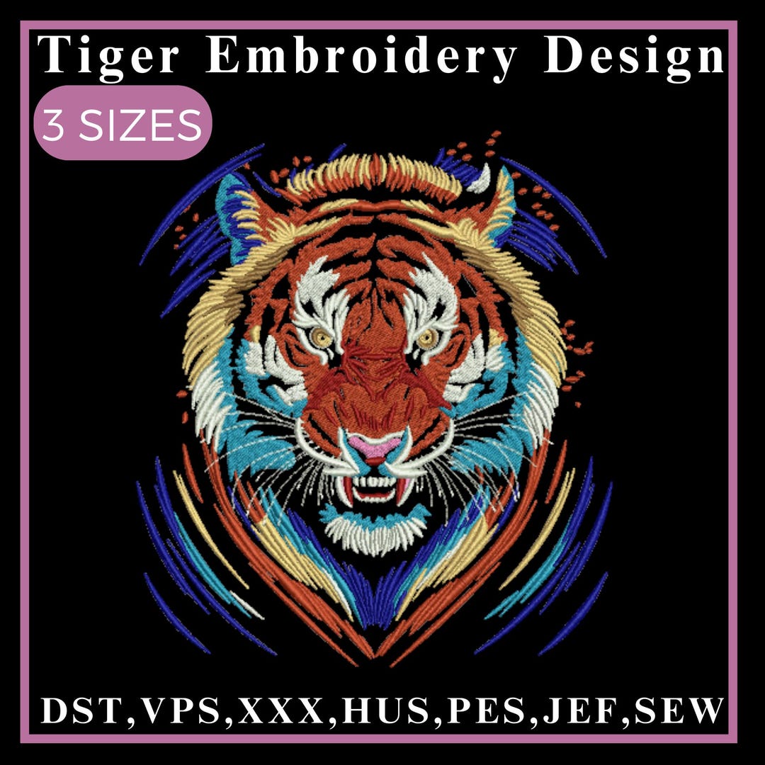 Tiger Embroidery Design, Majestic Bengal Tiger Embroidery, Tiger ...