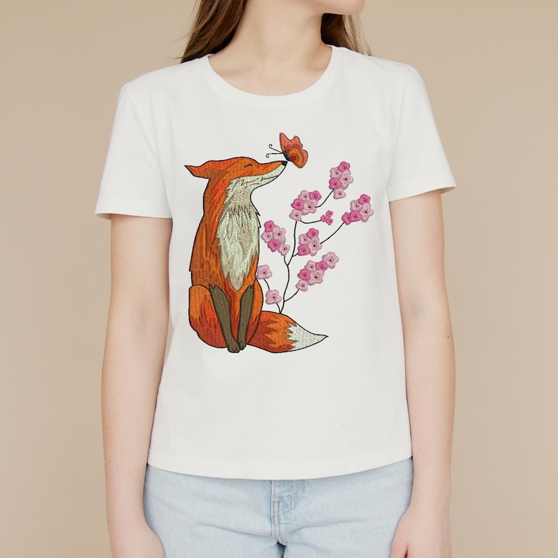 Fox Embroidery Design, Baby Fox Embroidery, Fox in Autumn Motif, Fall ...