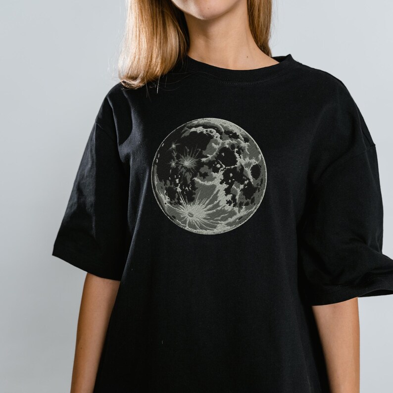 Moon Embroidery Design, Full Moon Embroidery, Realistic Moon Embroidery ...