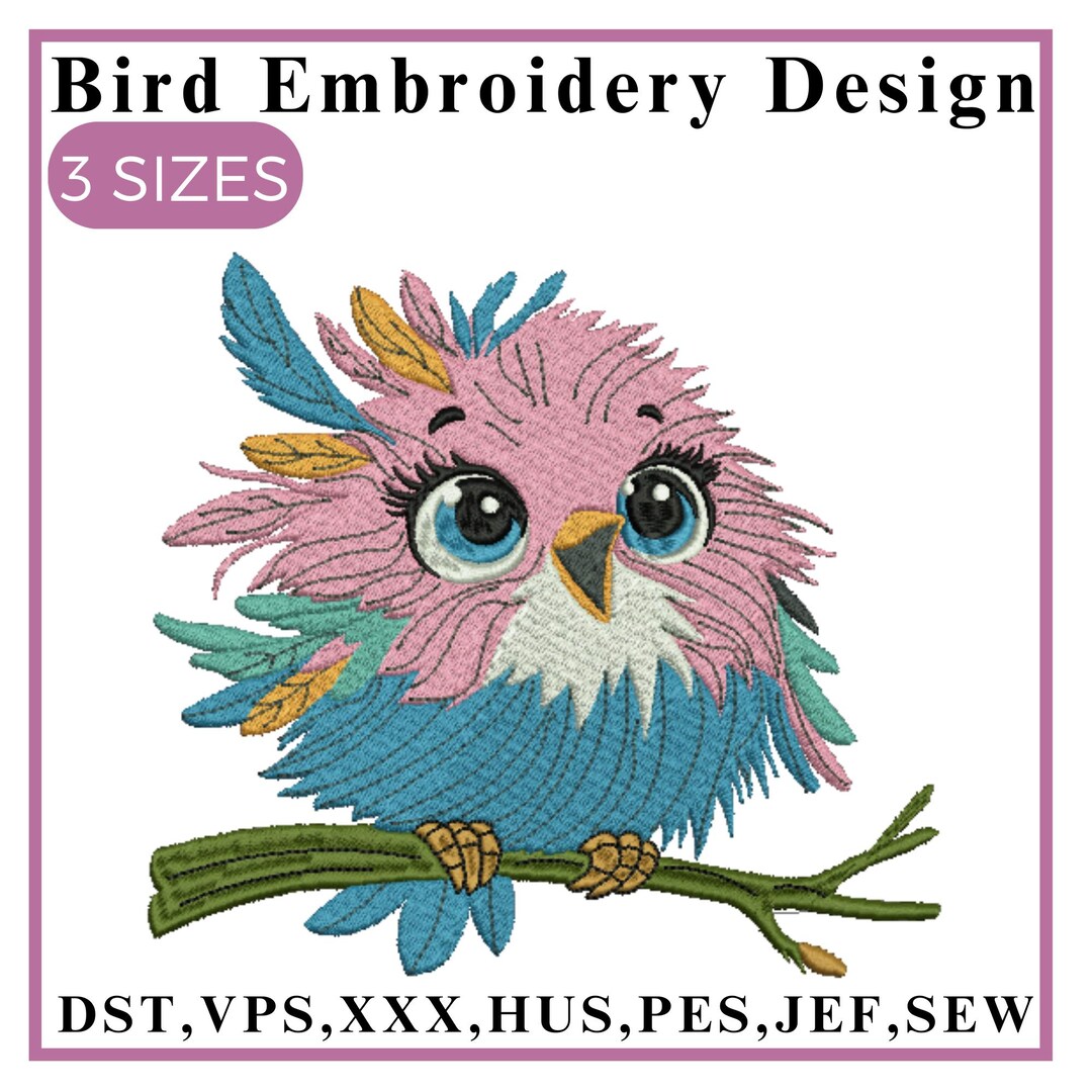 Cute Bird Embroidery Design, Funny Bird Embroidery, Bird Embroidery ...