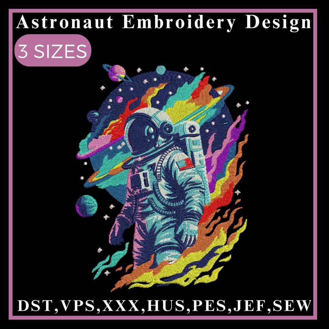 Astronaut Embroidery Design, Space Embroidery, Flying Astronaut ...
