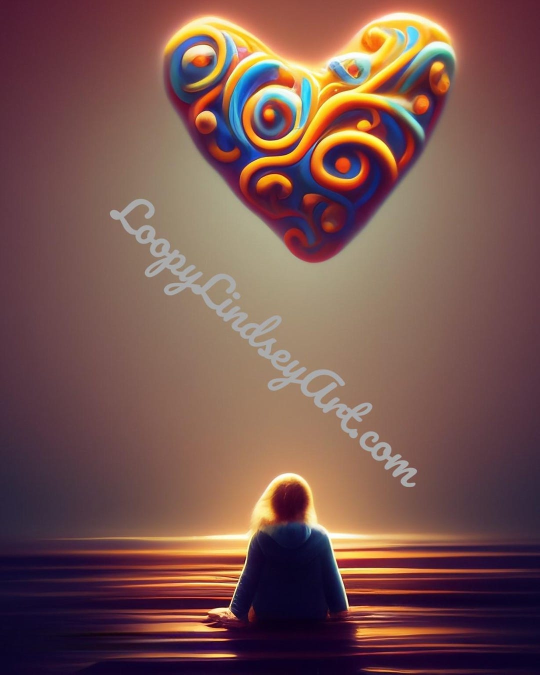 Floating Heart Printable Art Print, Watercolour Print, Digital Download ...