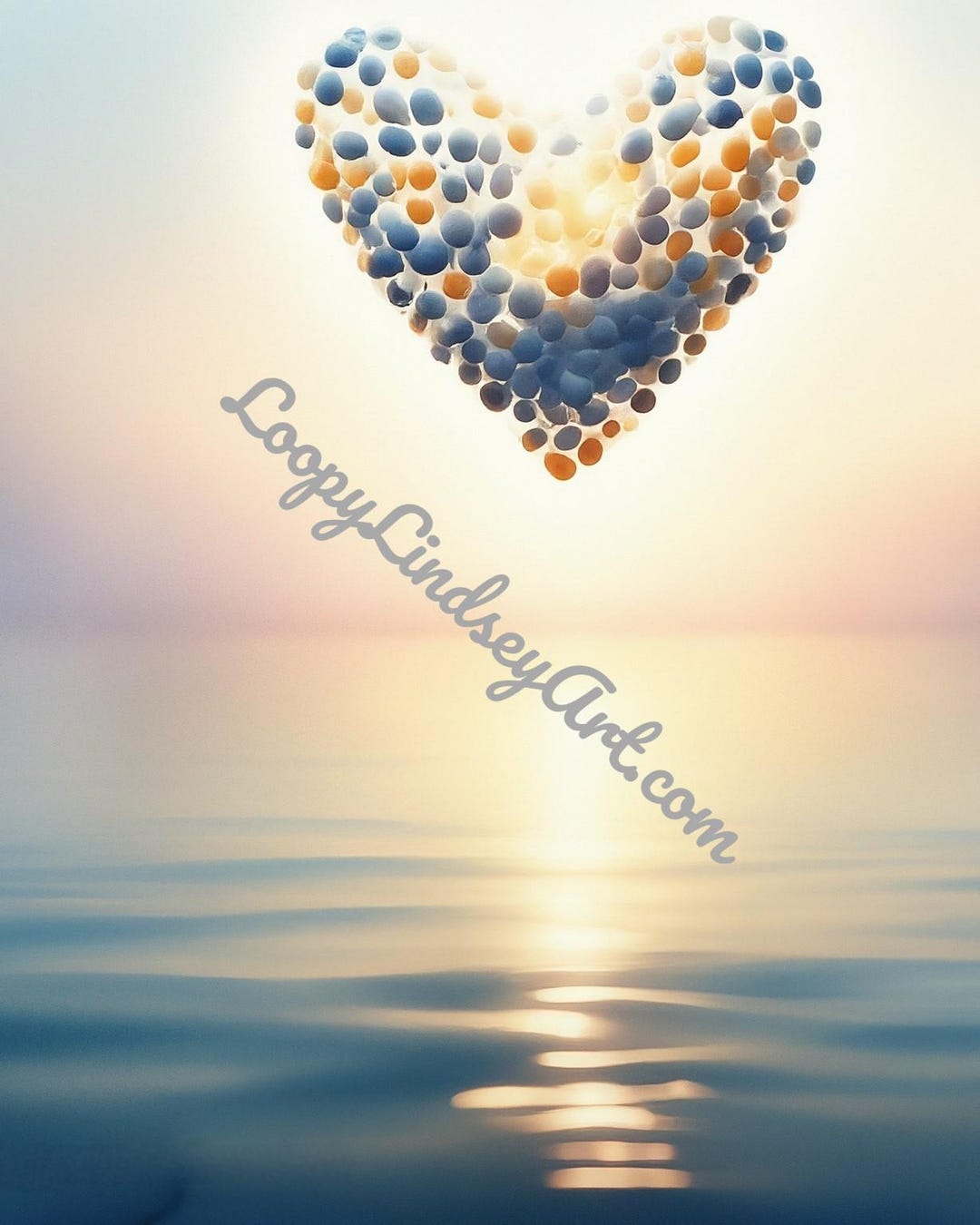 Floating Pebble Heart Print, Printable Art Print, Water Reflection - Etsy