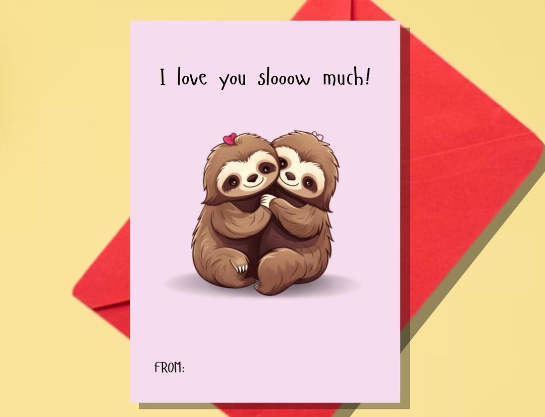 Postcards, Cute Sloth Valentine Card, Funny Animal Lover Gift ...