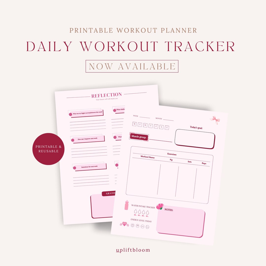Fitness Printable Planner | Gym Workout Tracker | Digital Workout Log ...