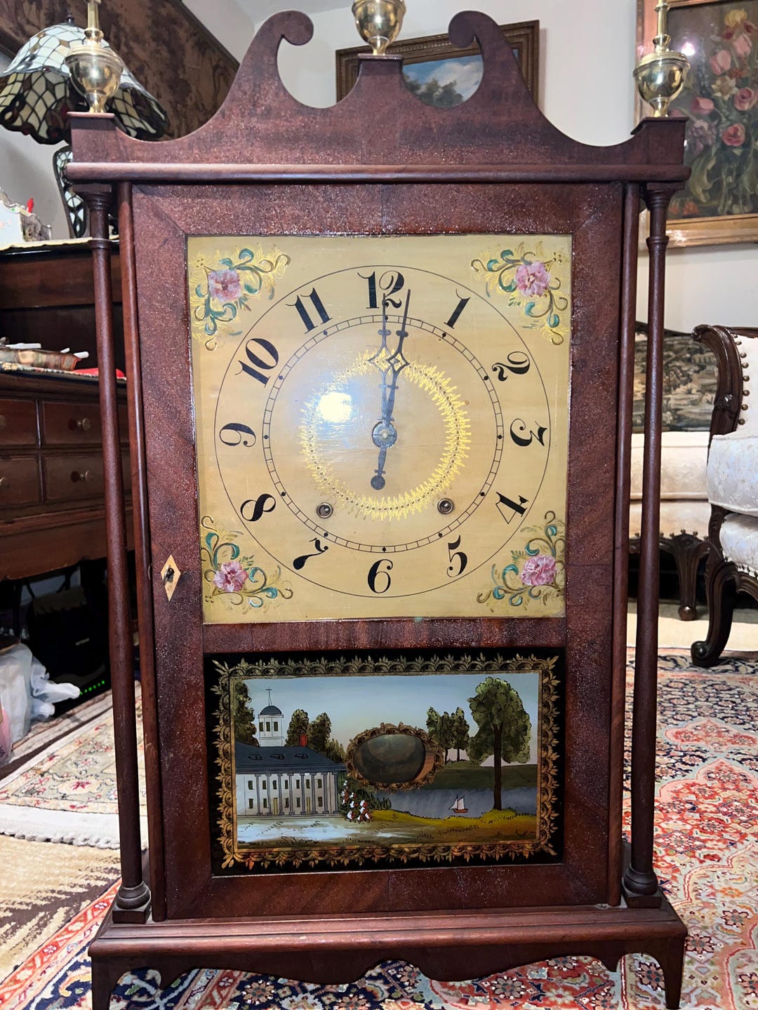 Antique Unic 1820 Eli Terry Mahogany Pillar and Scroll Mantel Clock ...