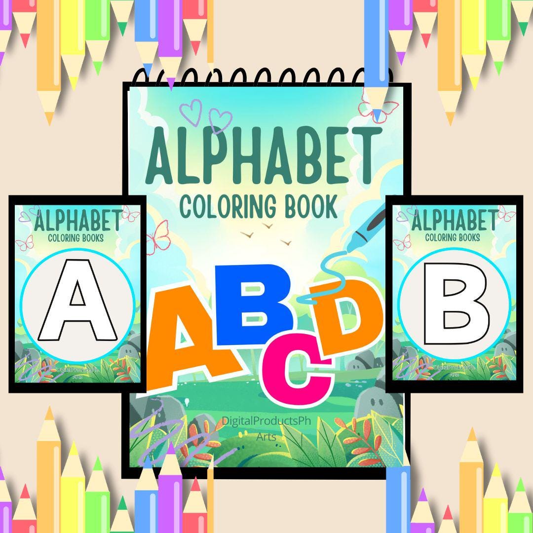 52 Alphabet Coloring Pages, Kids Learning Activity, ABC Color Pages ...