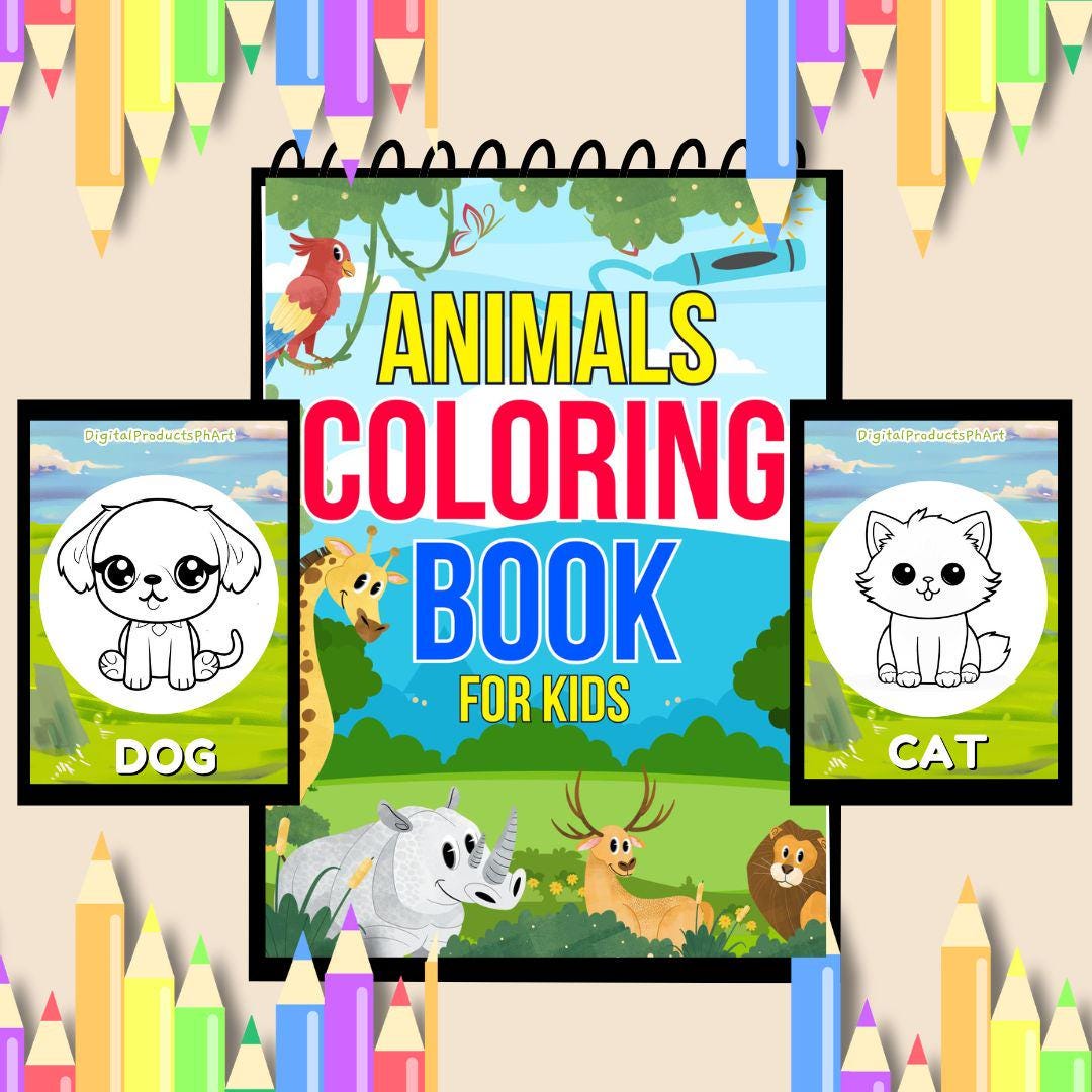 24 Animal Coloring Pages, Wildlife Coloring Sheets, Kids Art Activity ...