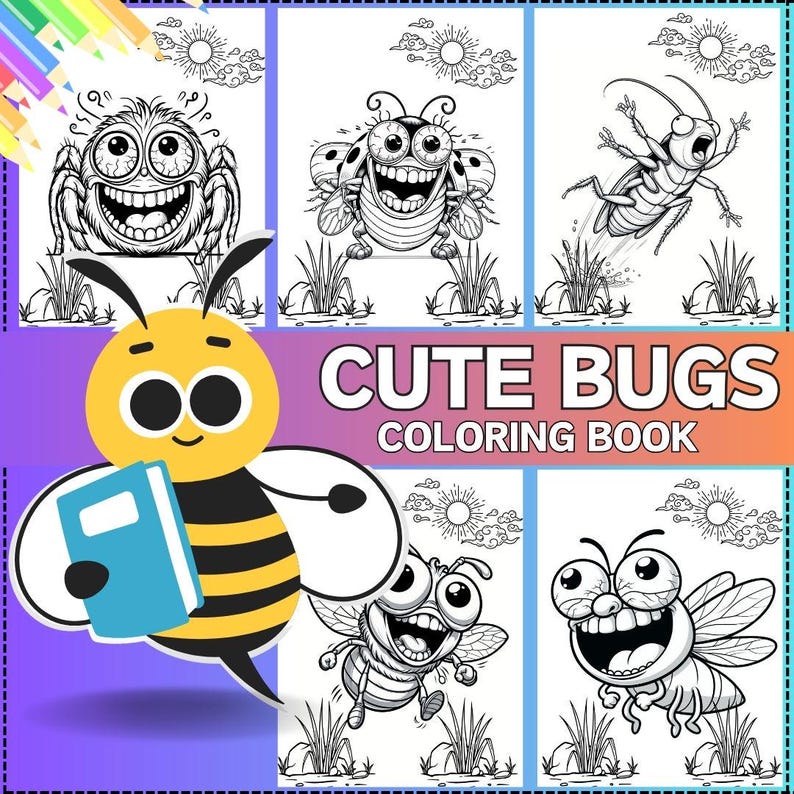 52 PAGES Cute Bugs and Insect Coloring Book | Coloring Activity Book ...