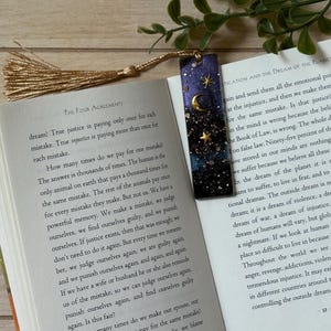 Galaxy-celestial Bookmark With Moon & Stars – Cosmic Book Accessory - Etsy