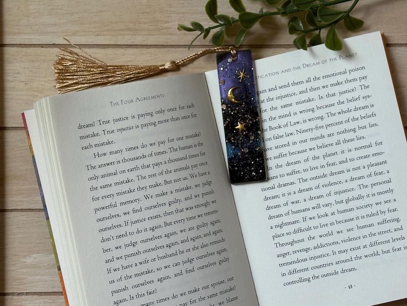 Galaxy-celestial Bookmark With Moon & Stars – Cosmic Book Accessory - Etsy