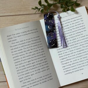 Galaxy-celestial Bookmark With Moon & Stars – Cosmic Book Accessory - Etsy