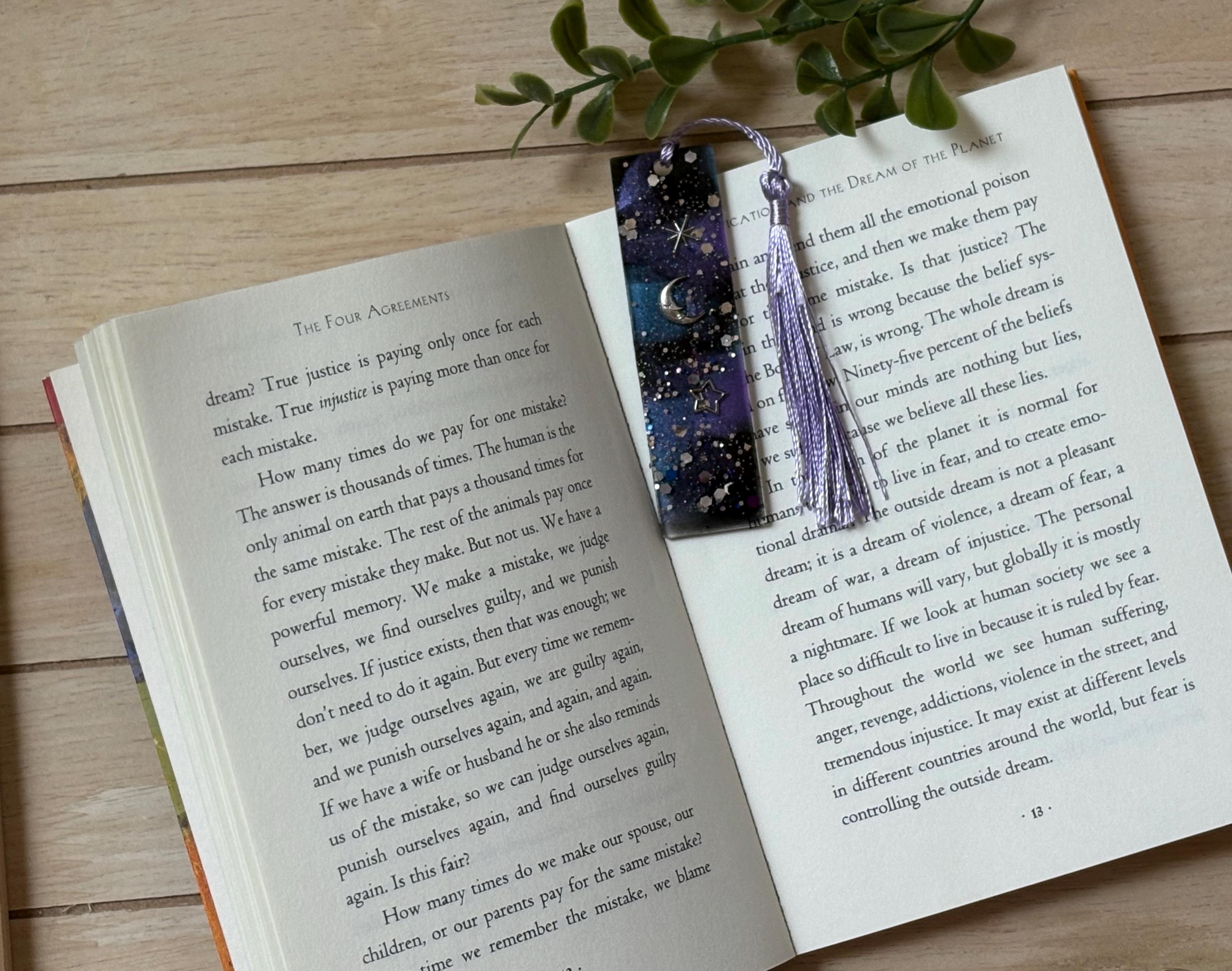 Galaxy-celestial Bookmark With Moon & Stars – Cosmic Book Accessory - Etsy