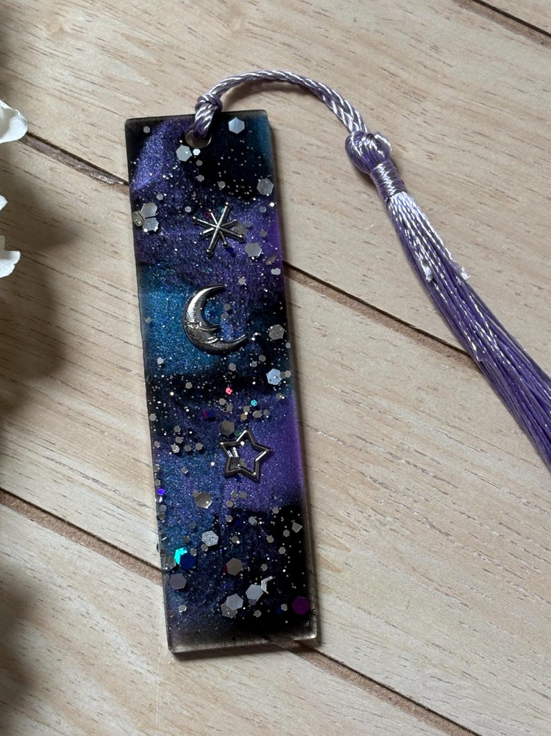 Galaxy-celestial Bookmark With Moon & Stars – Cosmic Book Accessory - Etsy