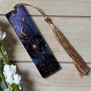 Galaxy-celestial Bookmark With Moon & Stars – Cosmic Book Accessory - Etsy