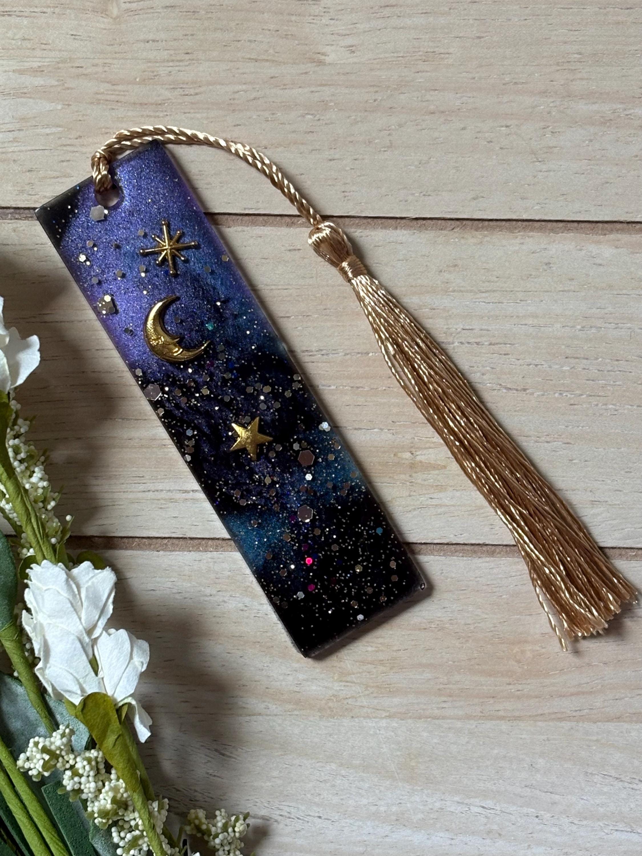 Galaxy-celestial Bookmark With Moon & Stars – Cosmic Book Accessory - Etsy